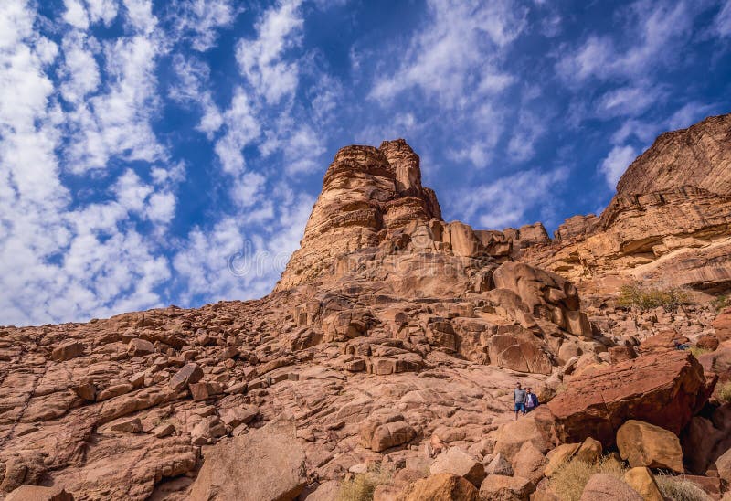 Rocks Around Lawrence Spring in Wadi Rum - Valley of Sand Stock Photo ...