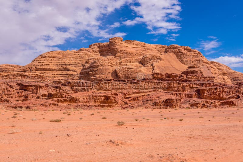 Wadi Rum valley stock photo. Image of landmark, attraction - 143350052