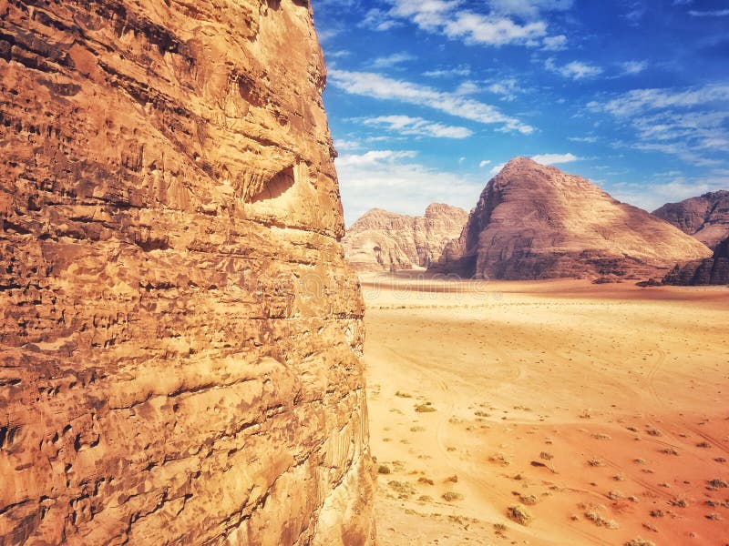 Wadi Rum valley stock image. Image of scene, scenery - 142085223