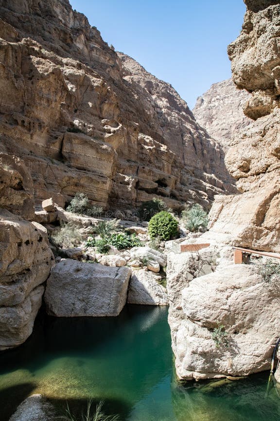 Wadi Shaab, nature of Oman stock image. Image of lake - 303616903