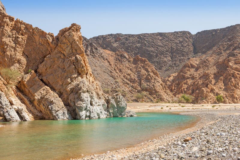 Wadi in Oman, Middle East stock image. Image of mountainscape - 67165377