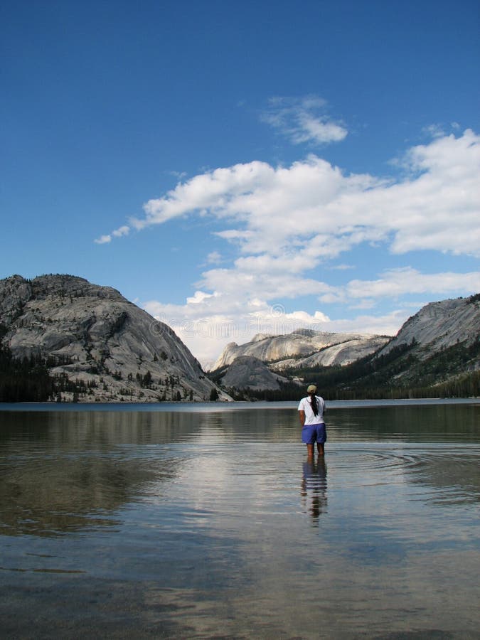 Woman wading in lake stock image. Image of wade, happy - 7379059