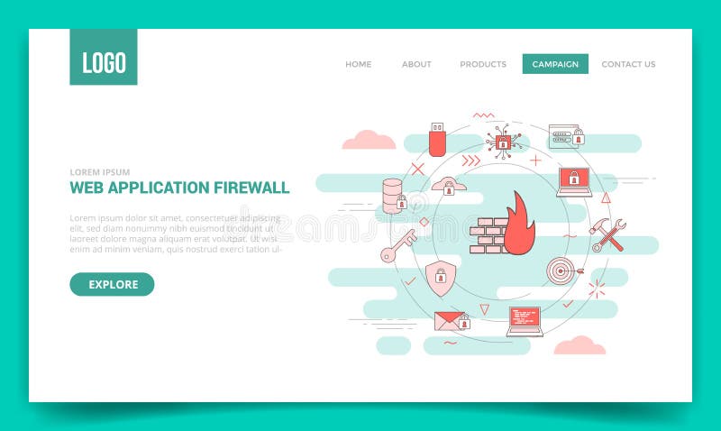 Waf Web Application Firewall Concept with Circle Icon for Website ...