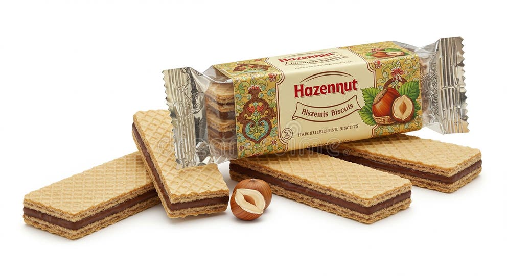 Wafer Biscuits with a Cream Filling are Displayed, Featuring ...