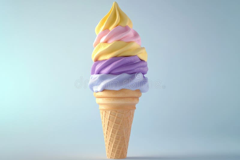 A Wafer Cone with Different Layers of Colors Ice Cream Stock ...