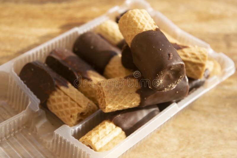 Wafer Cookies with Chocolate Stock Photo - Image of chocolate, mixed ...