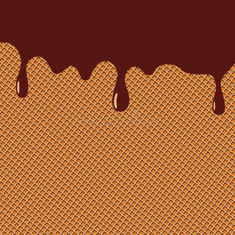 Wafer and Flowing Chocolate. Vector Background. Sweet Texture. Soft ...