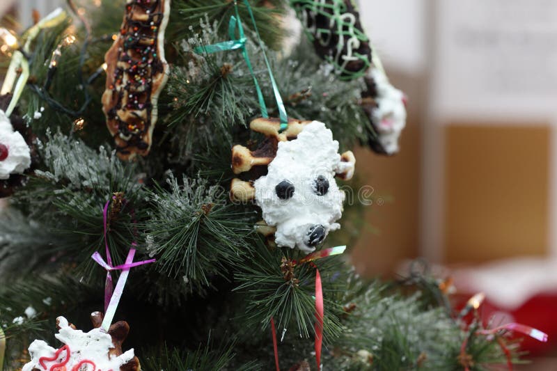 Wafer Hanging on Christmas Tree Stock Photo - Image of food, homemade ...