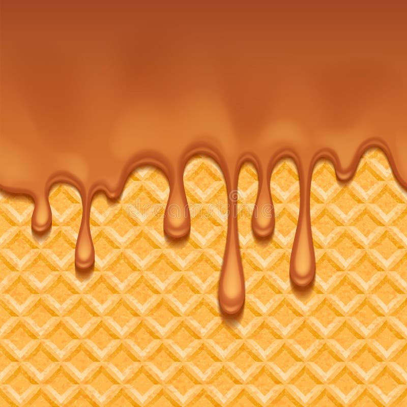 Wafer And Melted Caramel Vector Background Stock Vector