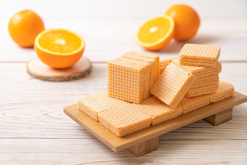 Wafer with orange cream stock image. Image of texture - 159797183