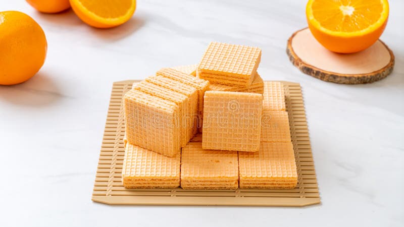 Wafer with orange cream stock photo. Image of crispy - 160911786