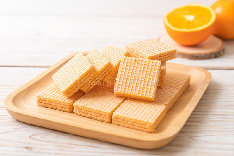 Wafer with orange cream stock photo. Image of product - 163139584