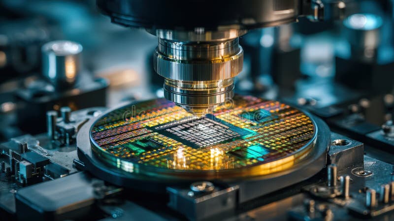 Wafer processing in a lab stock illustration. Illustration of details ...