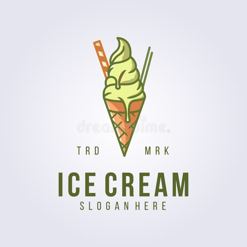 Wafer Roll Ice Cream Logo Vector Illustration Design, Outline Design ...