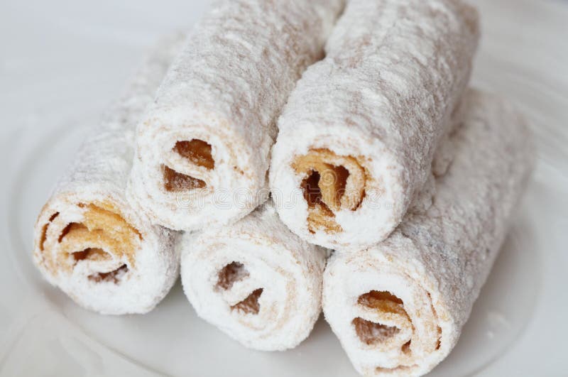Wafer rolls with powder stock photo. Image of pattern - 30603346