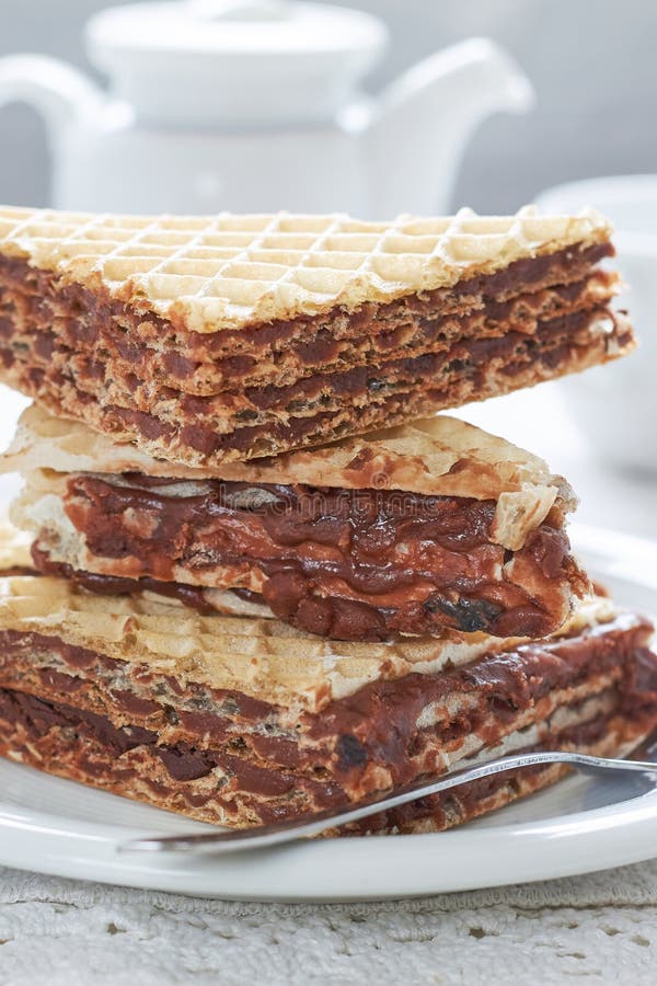 Stack Of Wafers In Triangle Shape Stock Photo - Image of waffles ...