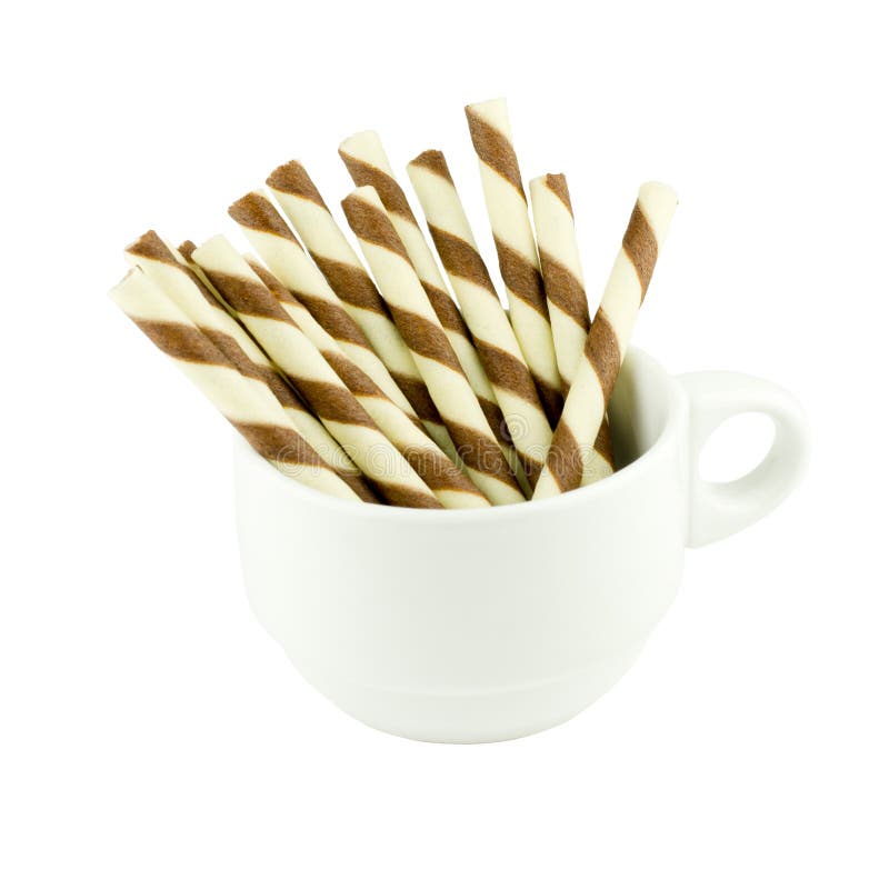 Wafer Stick on Cup White Isolated on White Stock Image - Image of ...