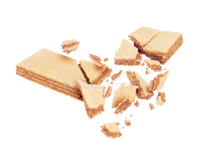 Wafers Broken into Pieces in the Air on a White Background Stock Photo ...
