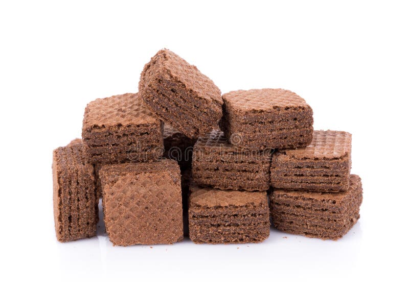 Wafers Cubes with Chocolate Isolated on White Background Stock Image ...
