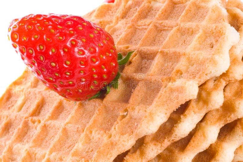 Wafers with Fresh Strawberry Stock Photo - Image of berry, golden: 9632094