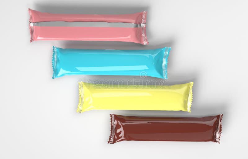 Wafers Packet Many Colors Mockup 3d Render for Product Design. Stock ...