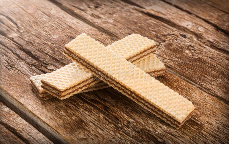 Wafers on wooden table. stock image. Image of black, diabetic - 50718787