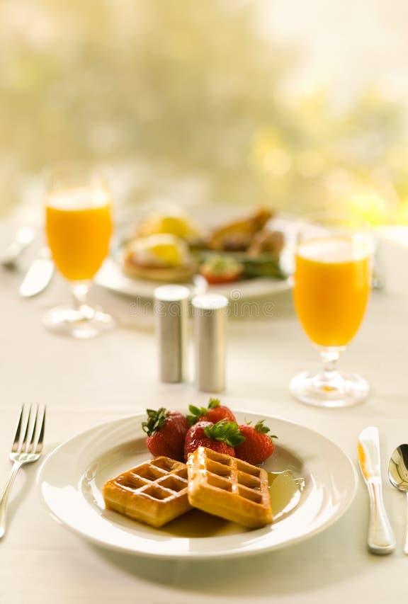 Waffle Breakfast with Orange Juice Stock Image - Image of color ...
