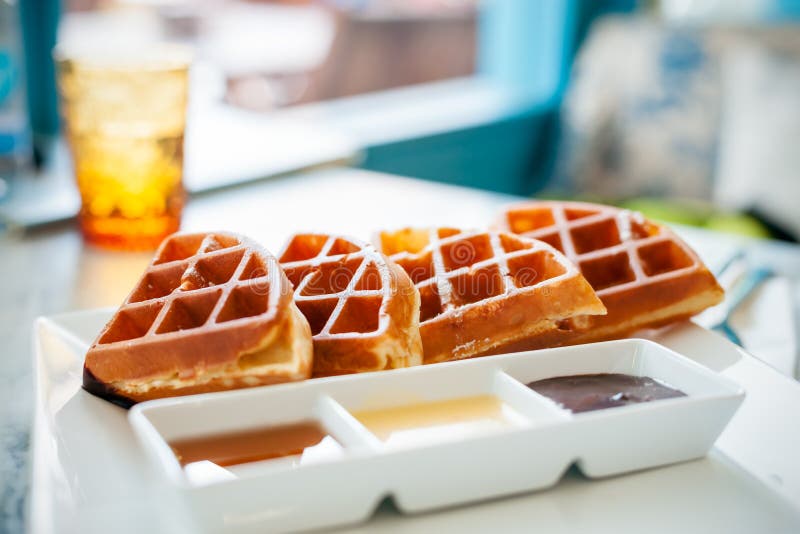Waffle for breakfast stock image. Image of table, fork - 58110531