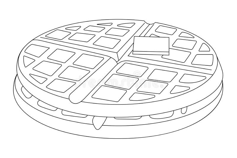 Waffle with Butter Sketch Illustration Stock Vector - Illustration of ...