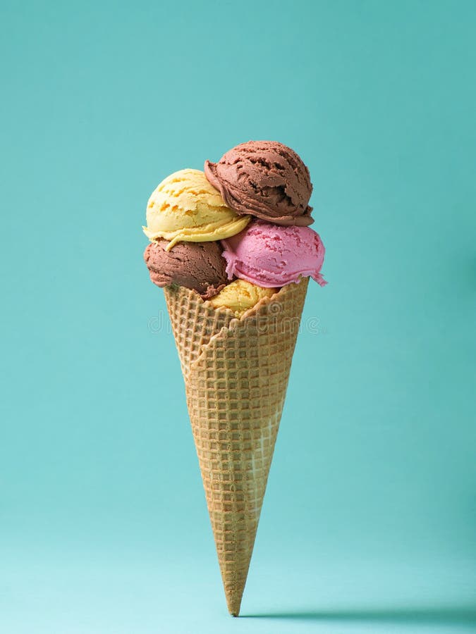 1,516 Delicious Ice Cream Cone Chocolate Vanilla Scoops Waffle Stock ...