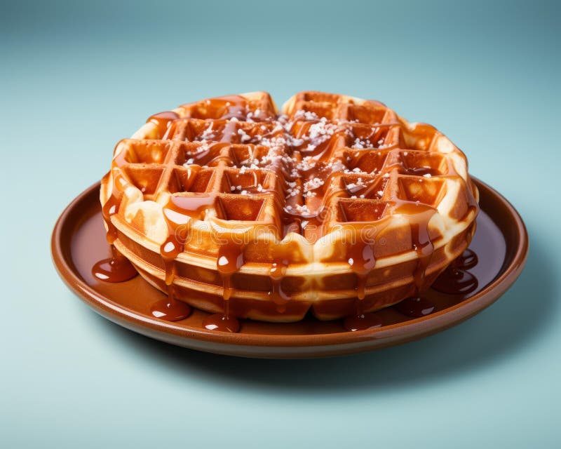 A Waffle Covered in Syrup and Syrup on a Plate Stock Illustration ...