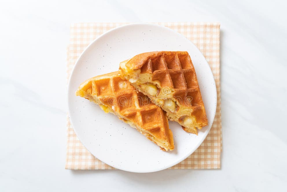 Waffle with custard cream stock image. Image of fresh - 171631443