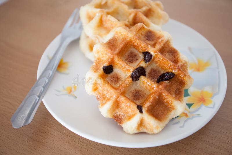 Waffle in dish stock image. Image of sweet, waffle, raisin - 35975089