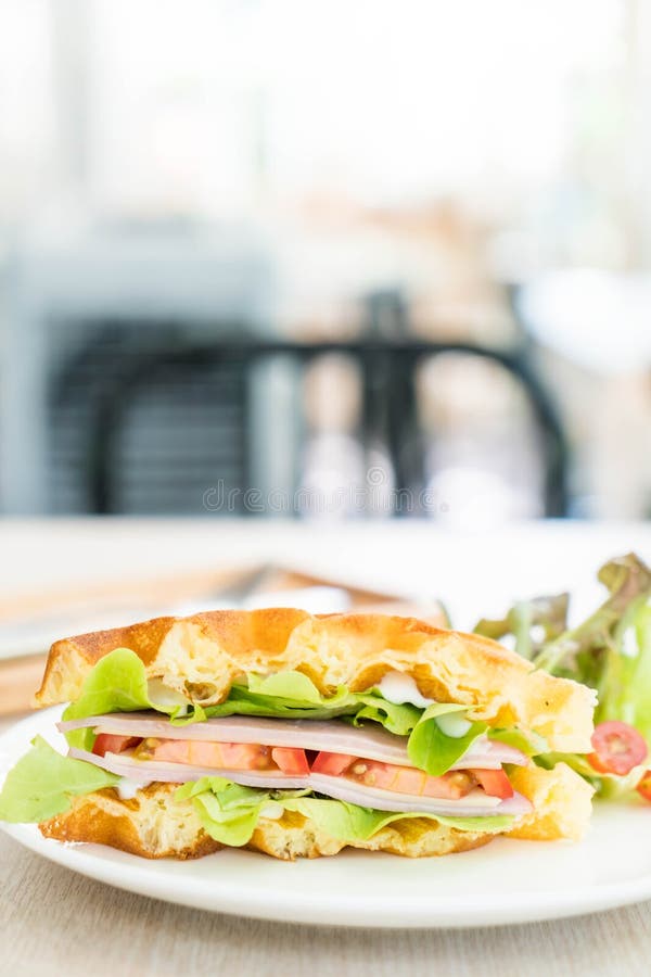 Waffle ham cheese sandwich stock image. Image of lunch - 110254933