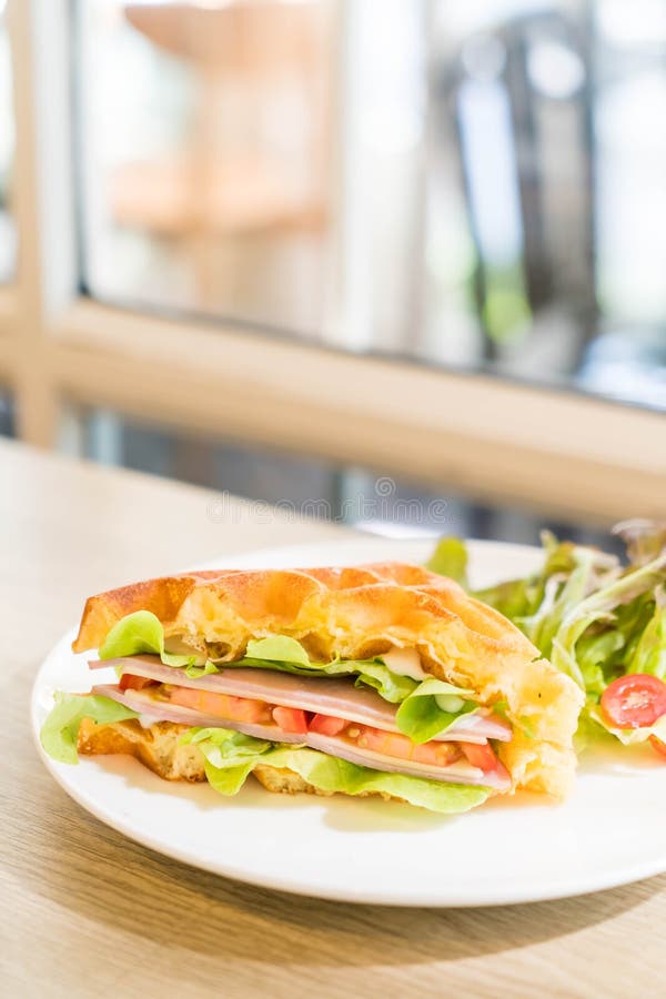 Waffle ham cheese sandwich stock photo. Image of vegetable - 115020076