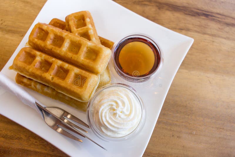 Waffle with maple syrup stock image. Image of eating - 47435887