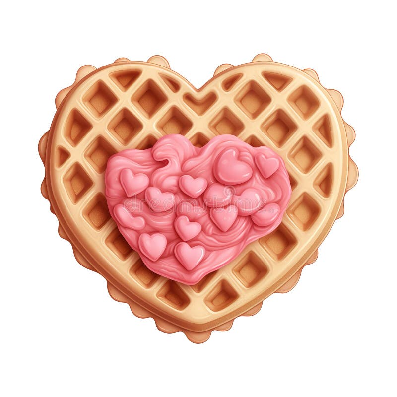Waffle with Pink Icing and Hearts Stock Image - Illustration of shape, flavor: 303907831