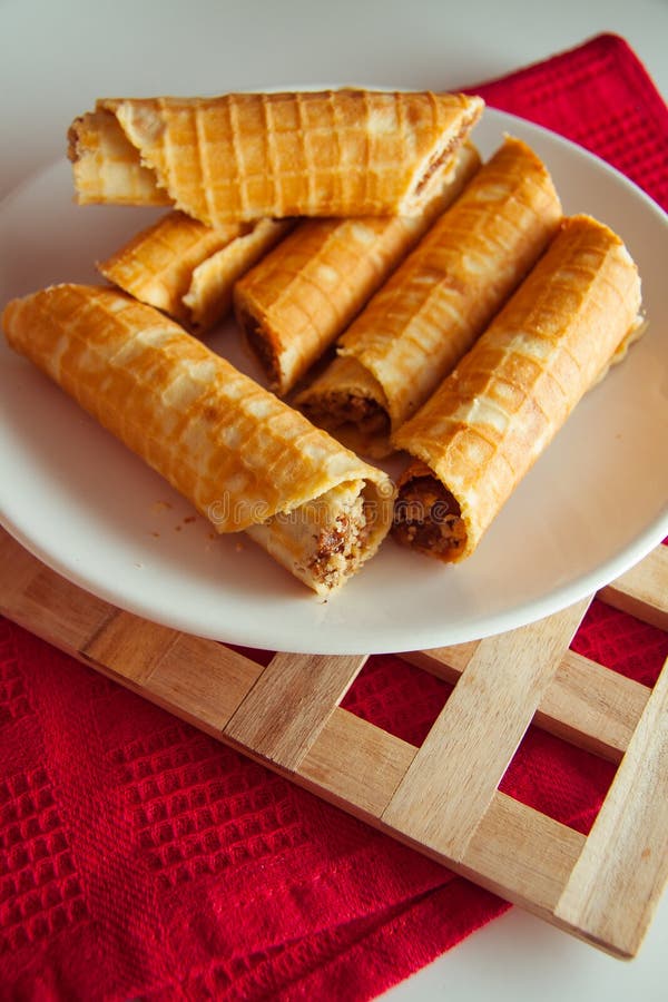 Waffle rolls stock image. Image of ingredients, candy - 77023737