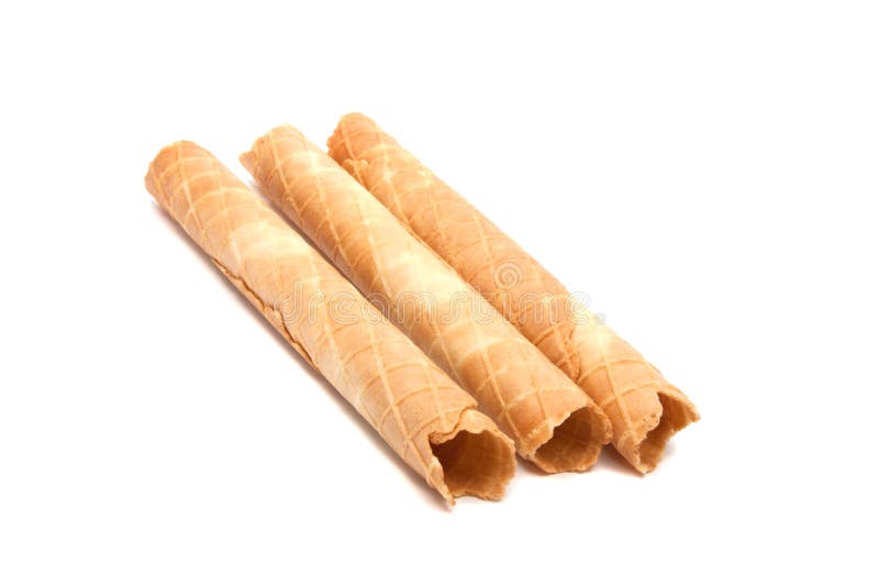 Waffle Rolls Isolated on the White Stock Photo - Image of waffle, rolls ...