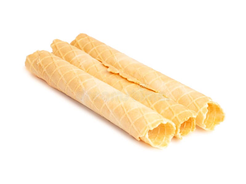 Waffle Rolls Snack Stick Isolated on the White Stock Image - Image of ...