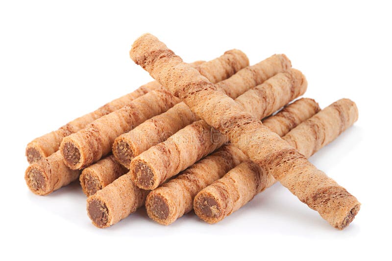 Waffle rolls stick closeup stock image. Image of brown - 106134197