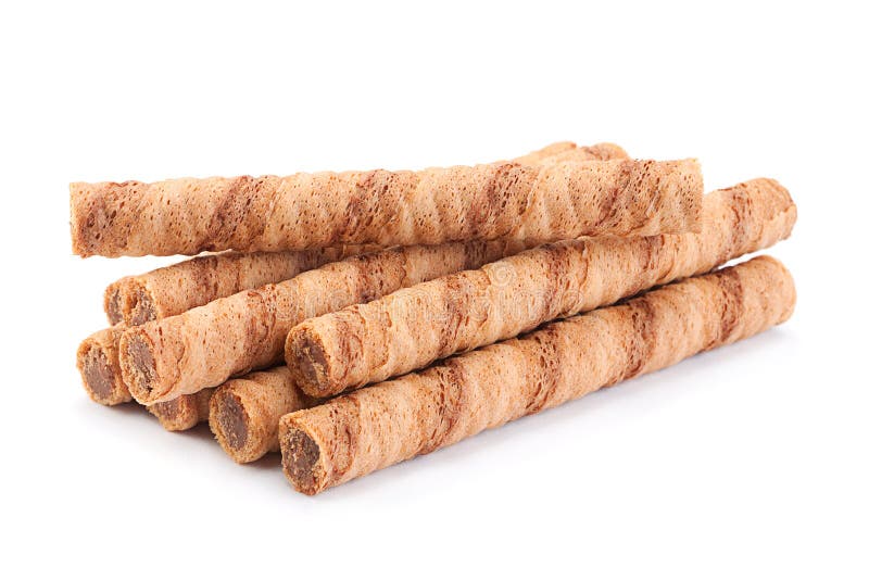 Waffle rolls stick closeup stock photo. Image of cookie - 107111086
