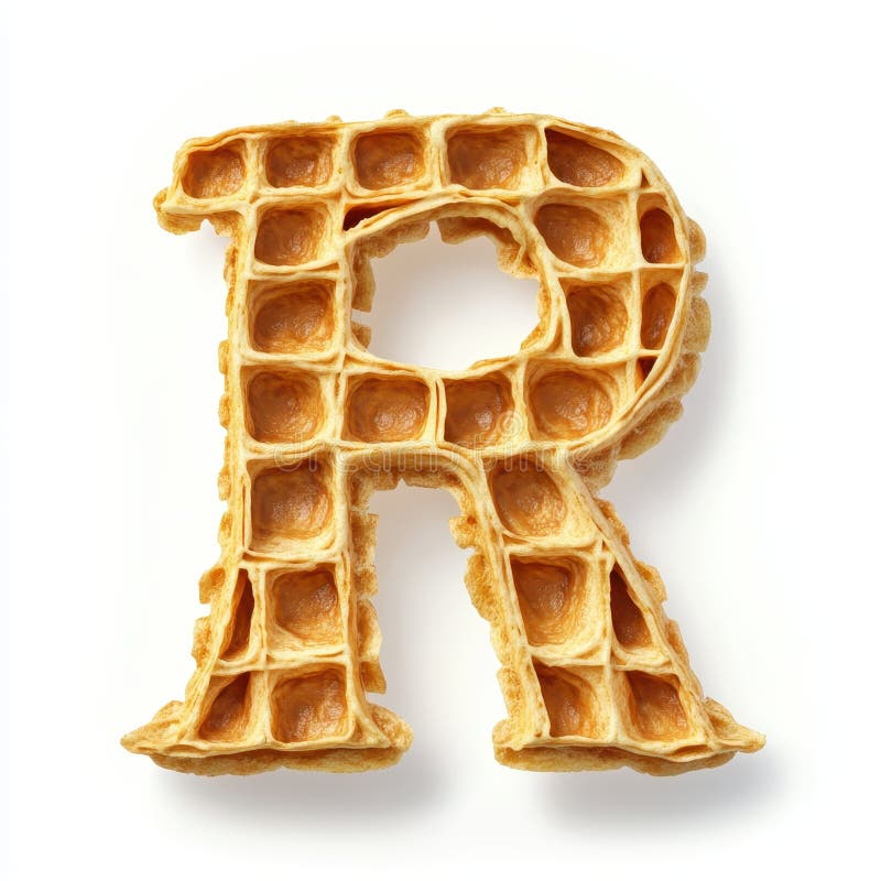 A Waffle Shaped Like the Letter "R" with a Golden-brown Texture Stock ...