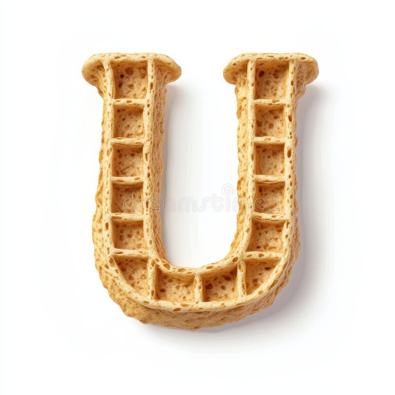 A Waffle Shaped Like the Letter U , Showcasing Its Texture and Design ...