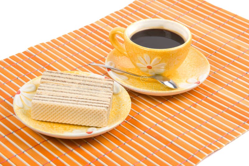 Waffle slice and coffee stock image. Image of coffee, cafe - 4542755