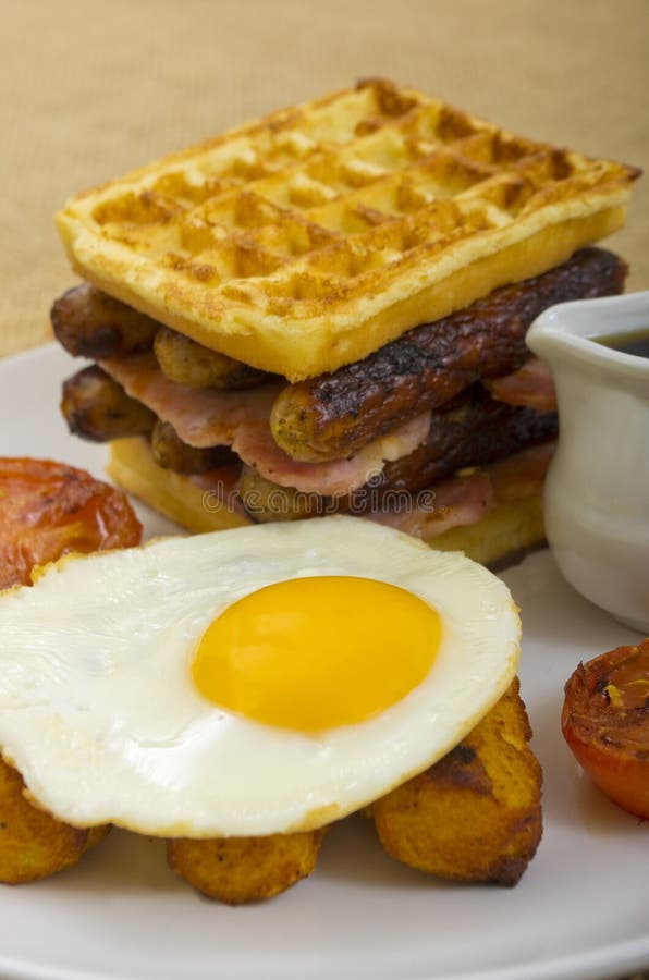 Waffle Stack Breakfast stock photo. Image of plate, bacon - 78035760