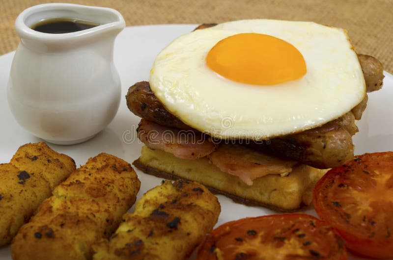 Waffle Stack Breakfast stock photo. Image of chipolata - 77935610