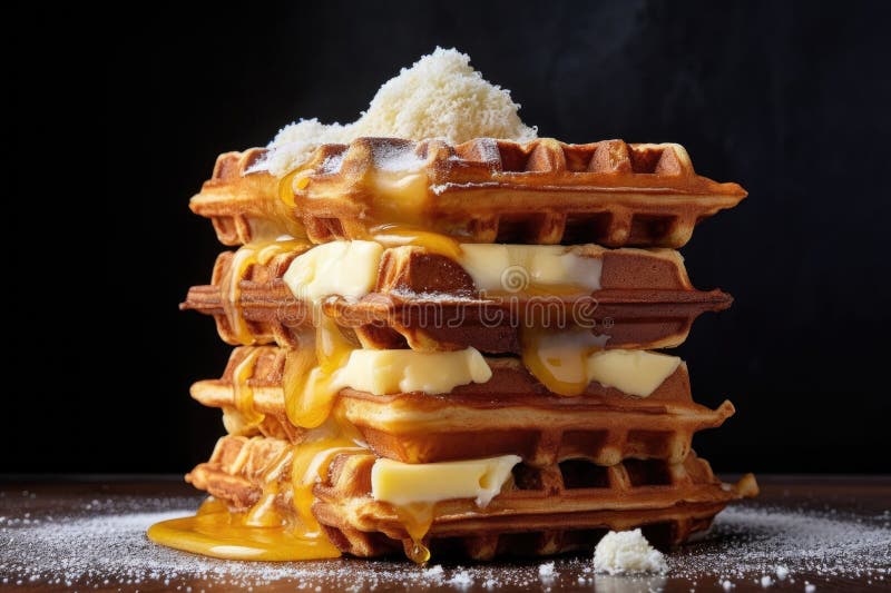 Waffle Stack with Butter Melting on Top Stock Illustration ...