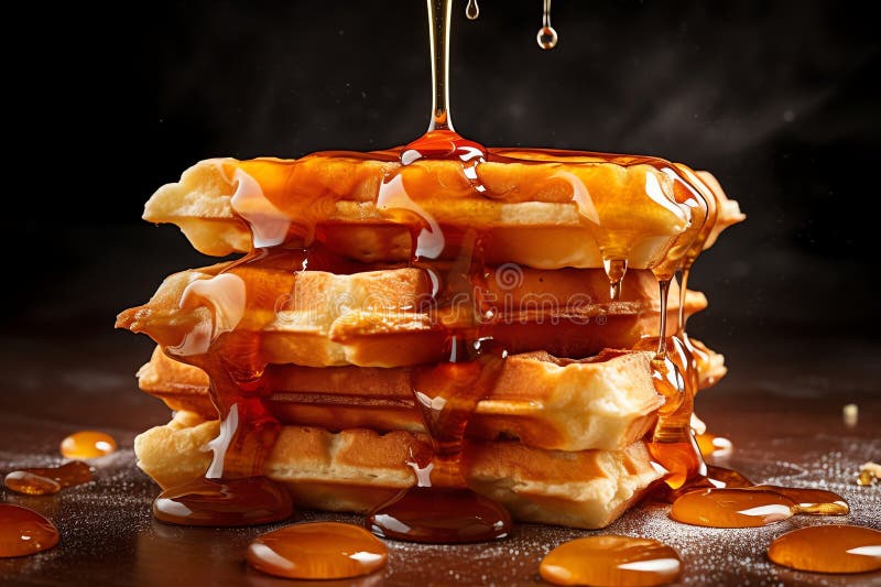 Waffle Stack with Syrup Tasty Dessert Background Stock Illustration ...