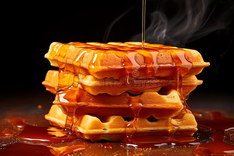 Waffle Stack with Syrup Tasty Dessert Background Stock Illustration ...